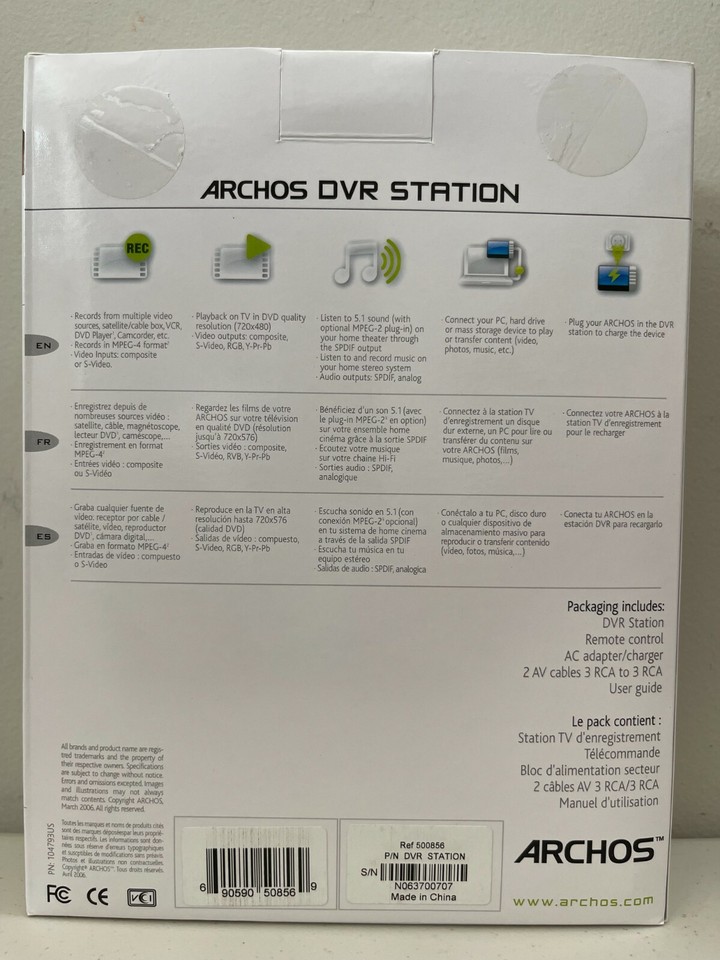 Archos 500856 DVR Docking Station/Charging Cradle for 404 405 504 505 ...