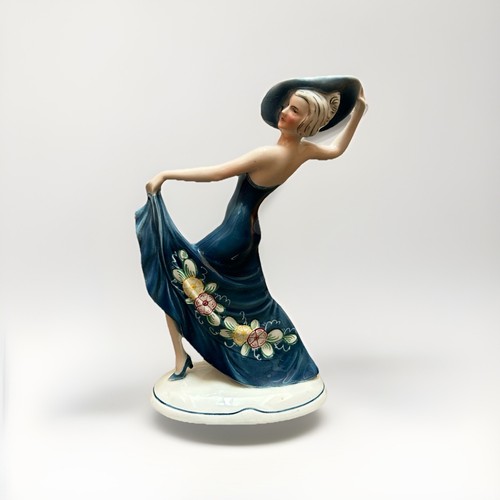 Art Deco Katzhutte Germany Porcelain Blue Dancing Lady Figurine on Base ...