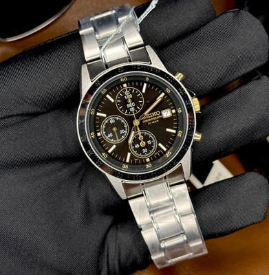 Seiko Spirit Black Dial Chronograph Stainless Steel Men's Watch SBTQ043 ...