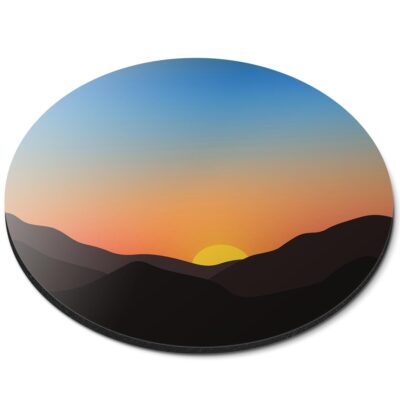 Round Mouse Mat Digital Art Sunset Sunrise Mountains #52811 | eBay