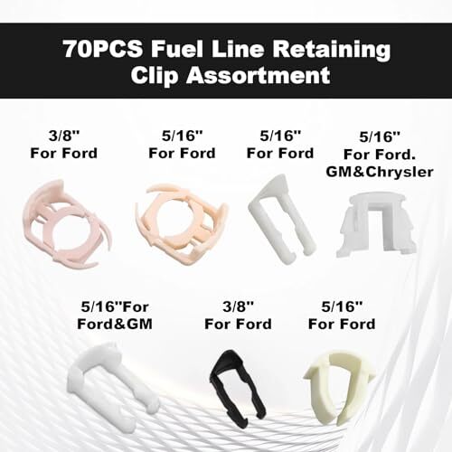70pcs Fuel Line Retainer Clip Assortment Kit, 5/16" and 3/8" Fuel lines ...