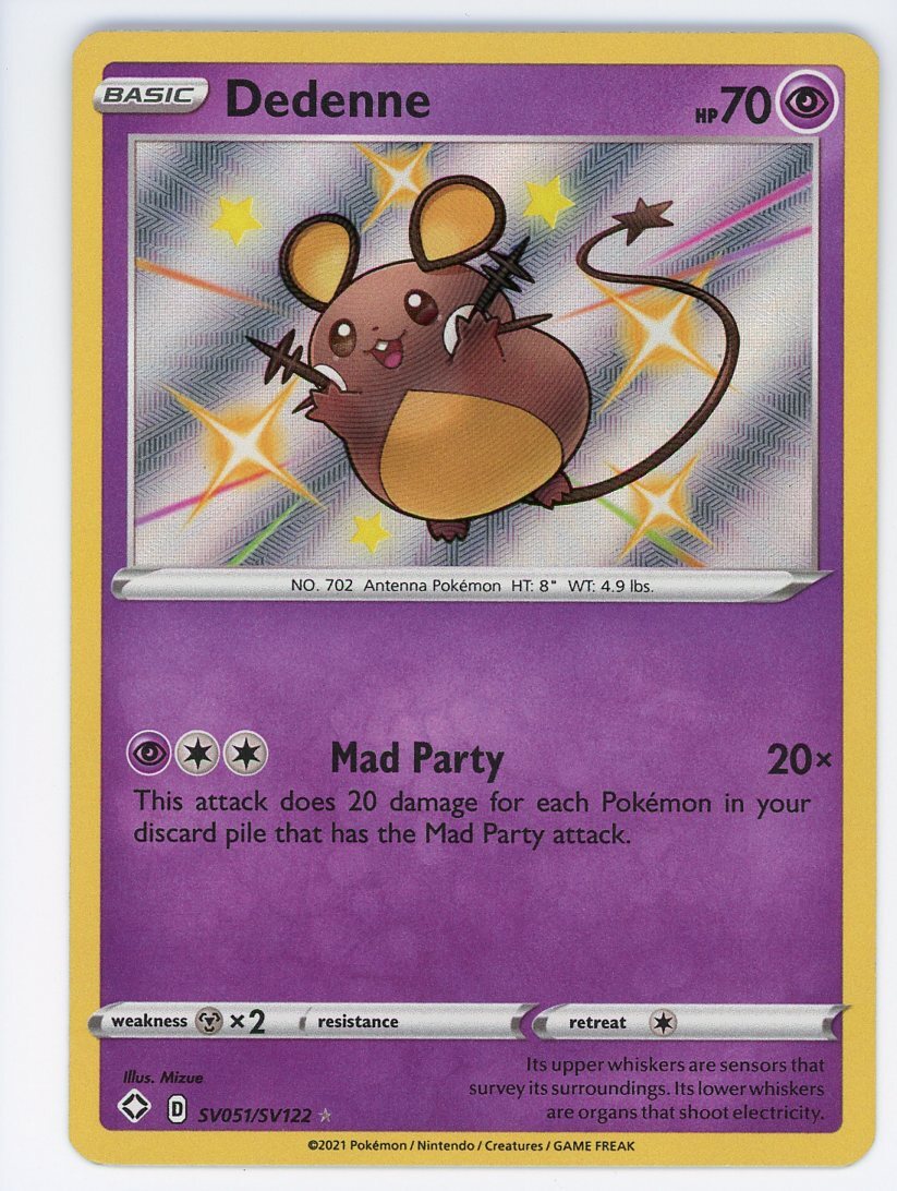 Pokemon Shiny Dedenne SV051/SV122 Shiny Vault Shining Fates NM/MT ...