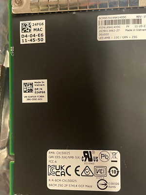 DELL 24FG6 PowerEdge R660 R760 T560 Broadcom 57414 Dual Port 25GBe OCP ...