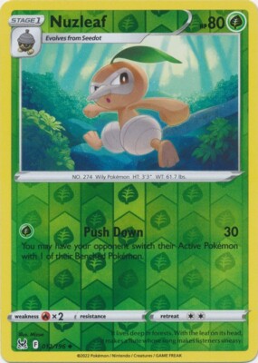 Reverse Holo Nuzleaf 012/196 Uncommon Lost Origin Pokemon TCG | eBay