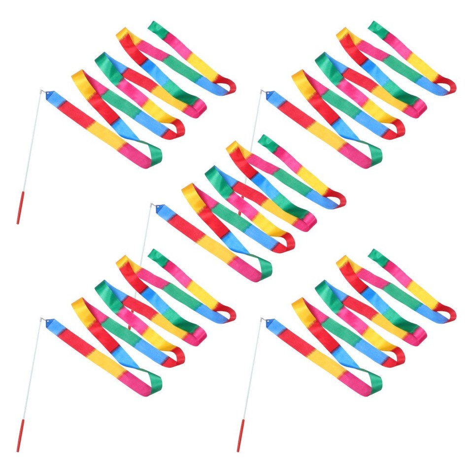 5 Pcs Dancing Ribbon Streamer Gymnastic Ribbons Sticks Dance Party ...