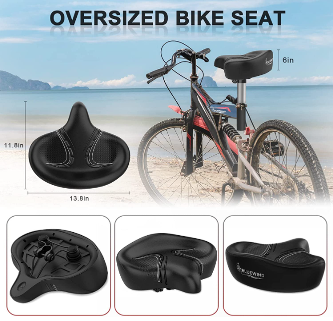 Oversized Bike Seat, Comfort Wide Bicycle Saddle Backrest, Exercise ...