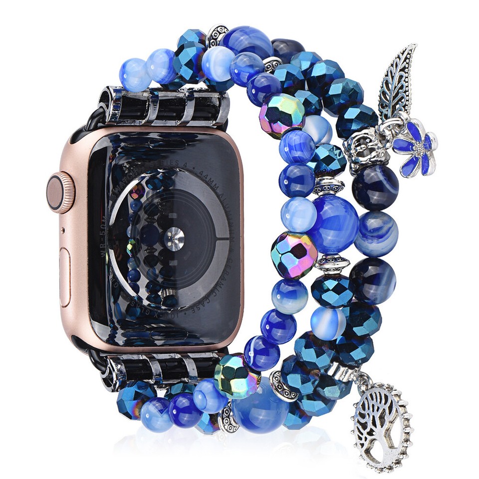 Crystal Stones Bead Watch Band For Apple iWatch Series 7 6 5 4 3 Strap ...