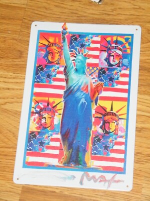 Peter Max Sign Statute of Liberty New York Poster Style Deco Tin Metal ...