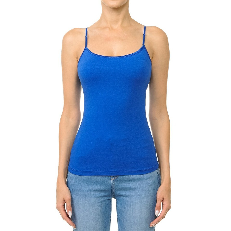 WOMEN CAMI CAMISOLE COTTON SPANDEX WITH BRA SHELF TANK TOP REG N PLUS S ...