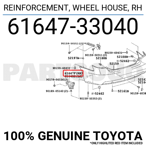 6164733040 Genuine Toyota REINFORCEMENT, WHEEL HOUSE, RH 61647-33040 | eBay