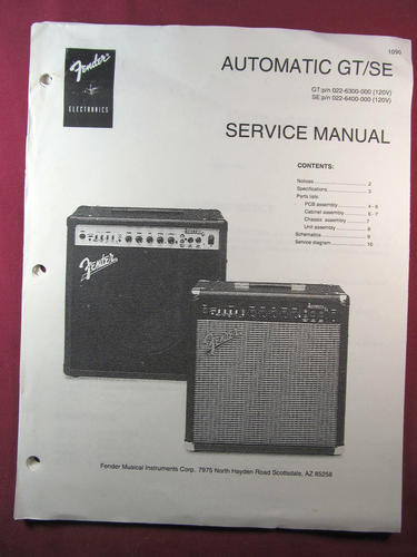 Fender Automatic GT/SE Guitar Amplifier Service Manual | eBay
