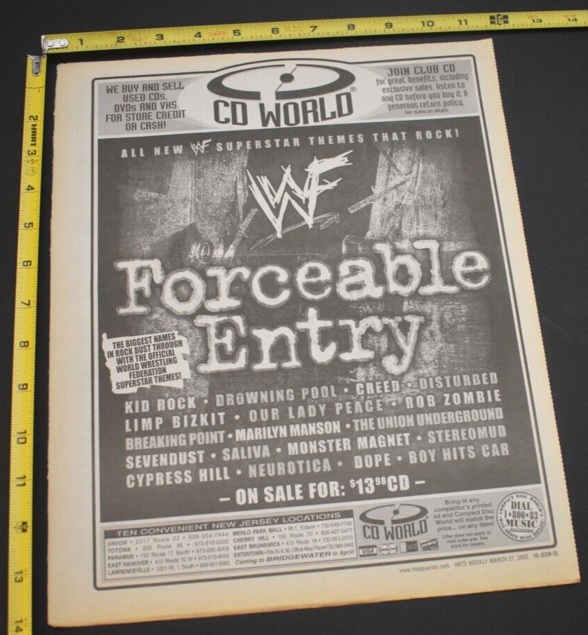 WWF 2002 CD Ad Forceable Entry Kid Rock Drowning Pool Creed Rob Zombie ...