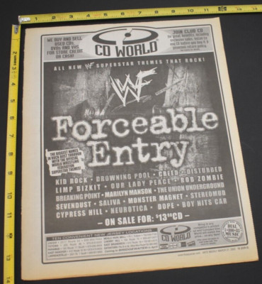 WWF 2002 CD Ad Forceable Entry Kid Rock Drowning Pool Creed Rob Zombie ...