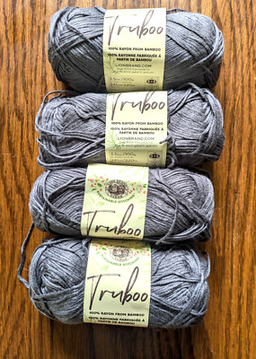 Lot of 4 Lion Brand Truboo Yarn 100% Rayon From Bamboo Slate Gray - DK ...
