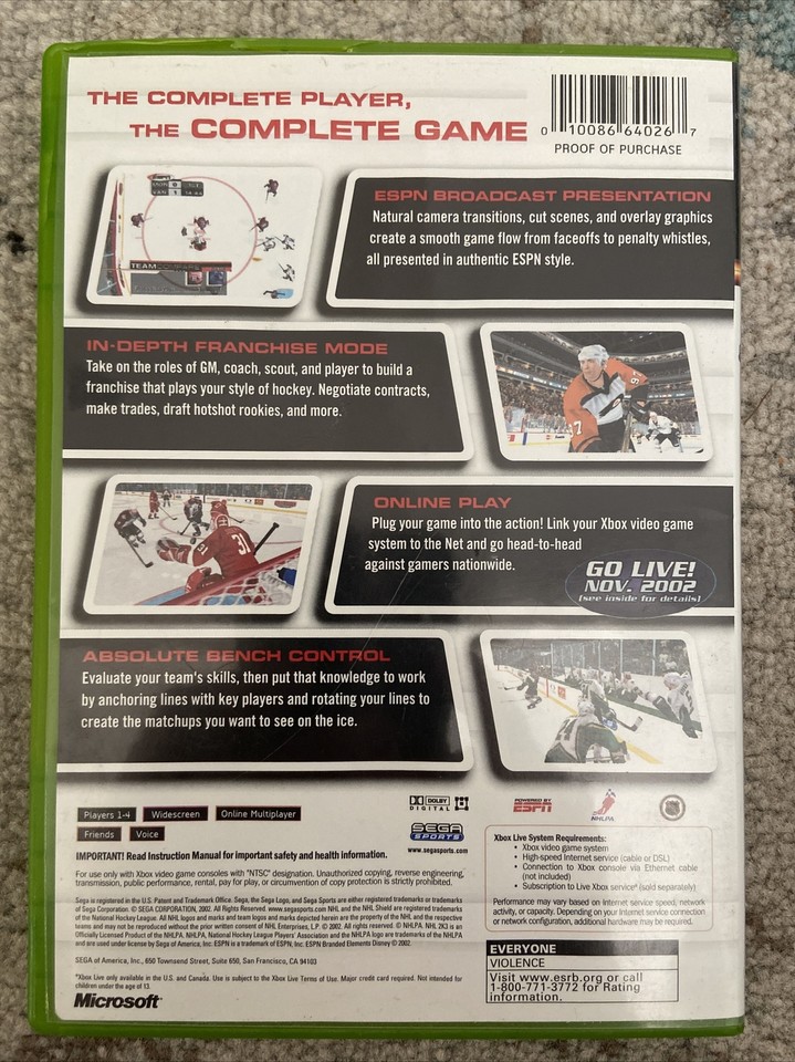 🔥 NHL 2K3 (OG Xbox, 2002) Hockey. CIB. Mint Disc. See Description ...