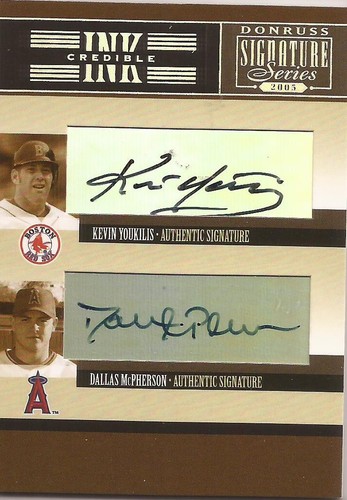 2003 Donruss Signature Baseball Kevin Youkilis Dallas McPherson Dual ...