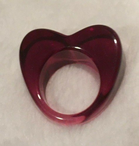 Lucite Heart Translucent Maroon Ring Size 6.5 | eBay