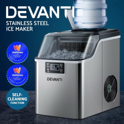 Devanti Ice Maker Machine Commercial Portable Ice Cube Tray Countertop ...