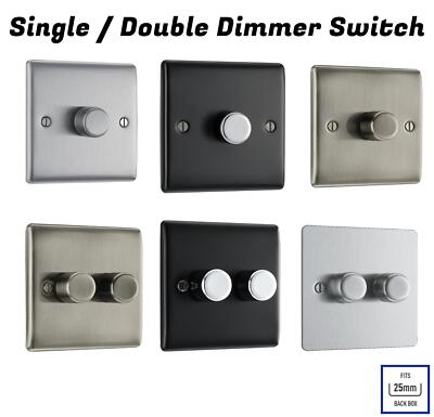BG Single / Double Metal Dimmer Switch 2-way Push on/off Flatplate ...