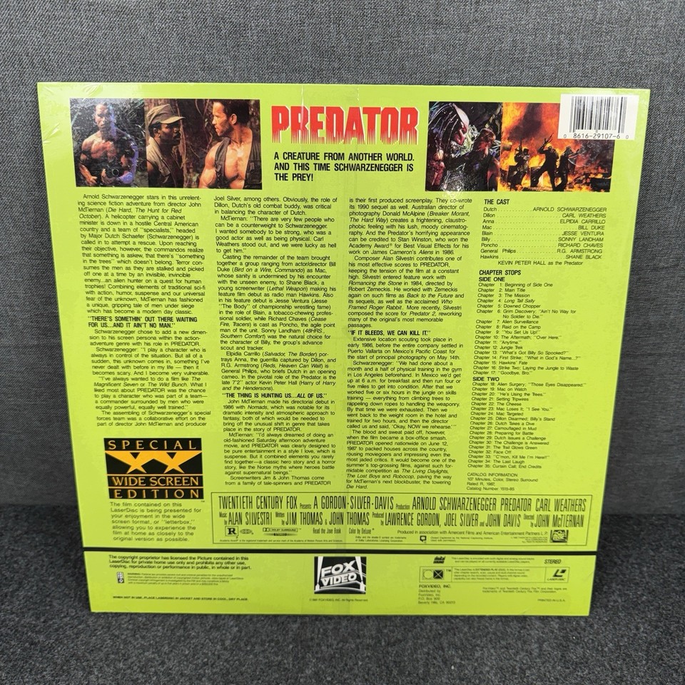 Predator Laserdisc New Sealed Special Widescreen Edition Schwarzenegger ...