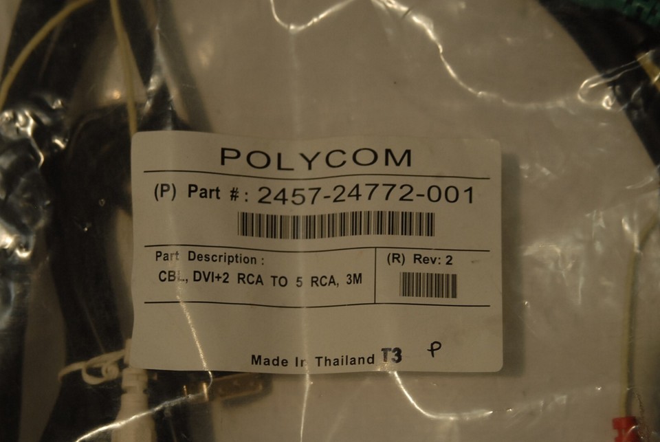 Polycom HDX Main Monitor 2457-24772-001 Cable Adapter DVI+2 RCA to 5 ...