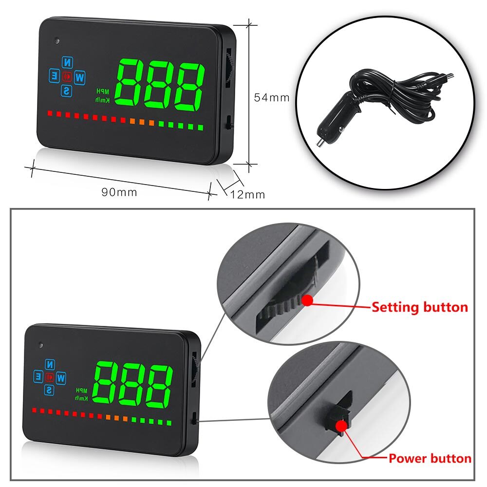 GPS HUD Head UP Speedometer Universal LCD Digital Display Car Over ...