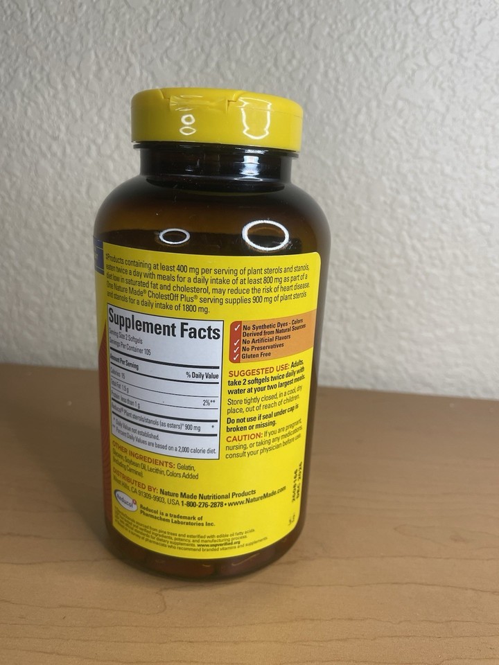Nature Made CholestOff Plus 900 mg 210 Softgels Lower Cholesterol exp ...