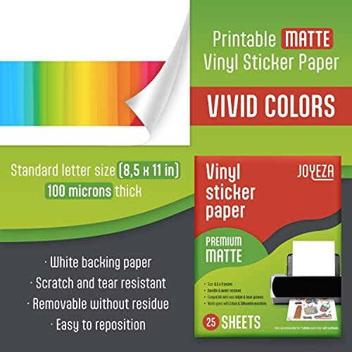 Premium Printable Vinyl Sticker Paper for Inkjet Printer - 25 Sheets Matte Wh... | eBay