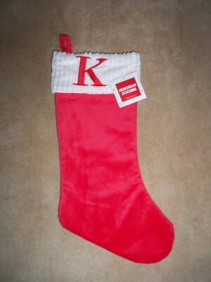 NEW, Monogram Christmas Stocking Letter "K" Red 18" | eBay