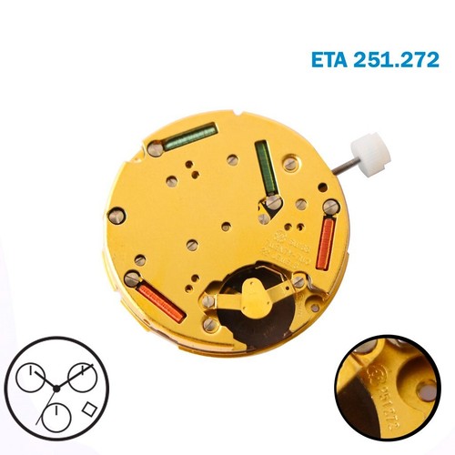 ETA Swiss Movement 251.272, Black Date Disk at 4, Chronograph. | eBay