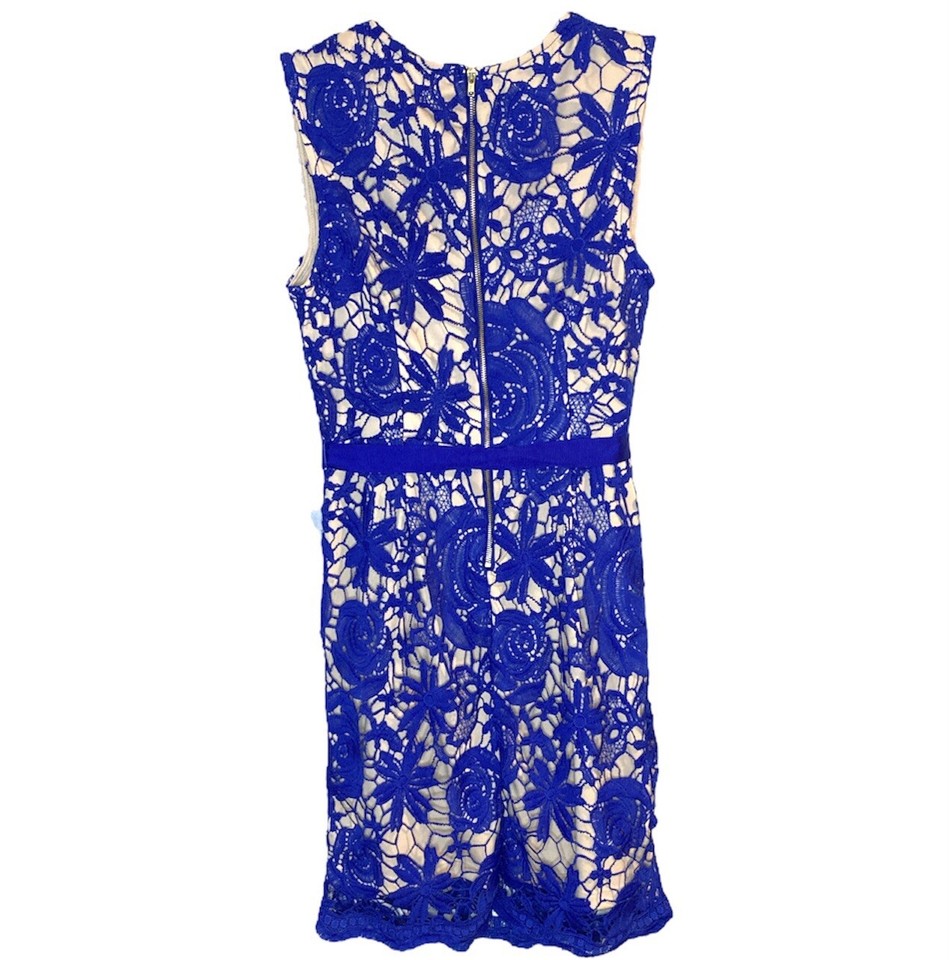 NEW Love By Design Selma Surplice Clemats Blue Lace Overlay Dress Size ...