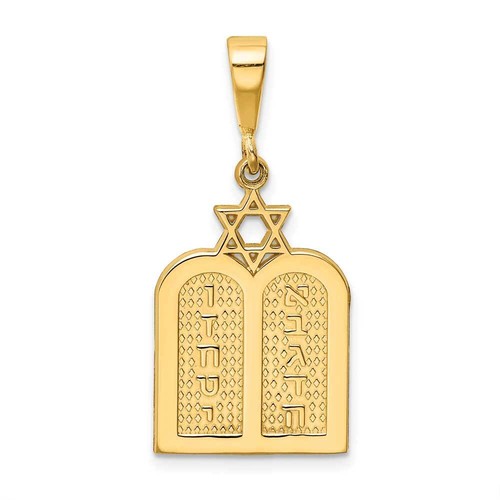 14K Gold Polished 10 Commandment Tablets with Star of David Charm 0.6 x ...