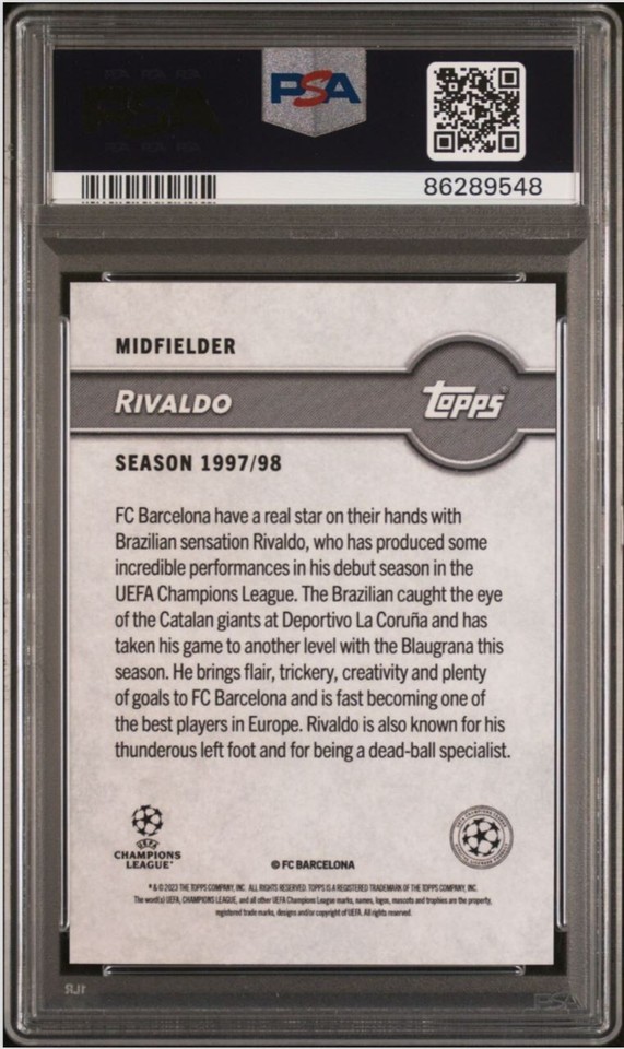 PSA 10 The Lost Rookie 23/25 - Rivaldo FC Barcelona - UEFA Champions ...