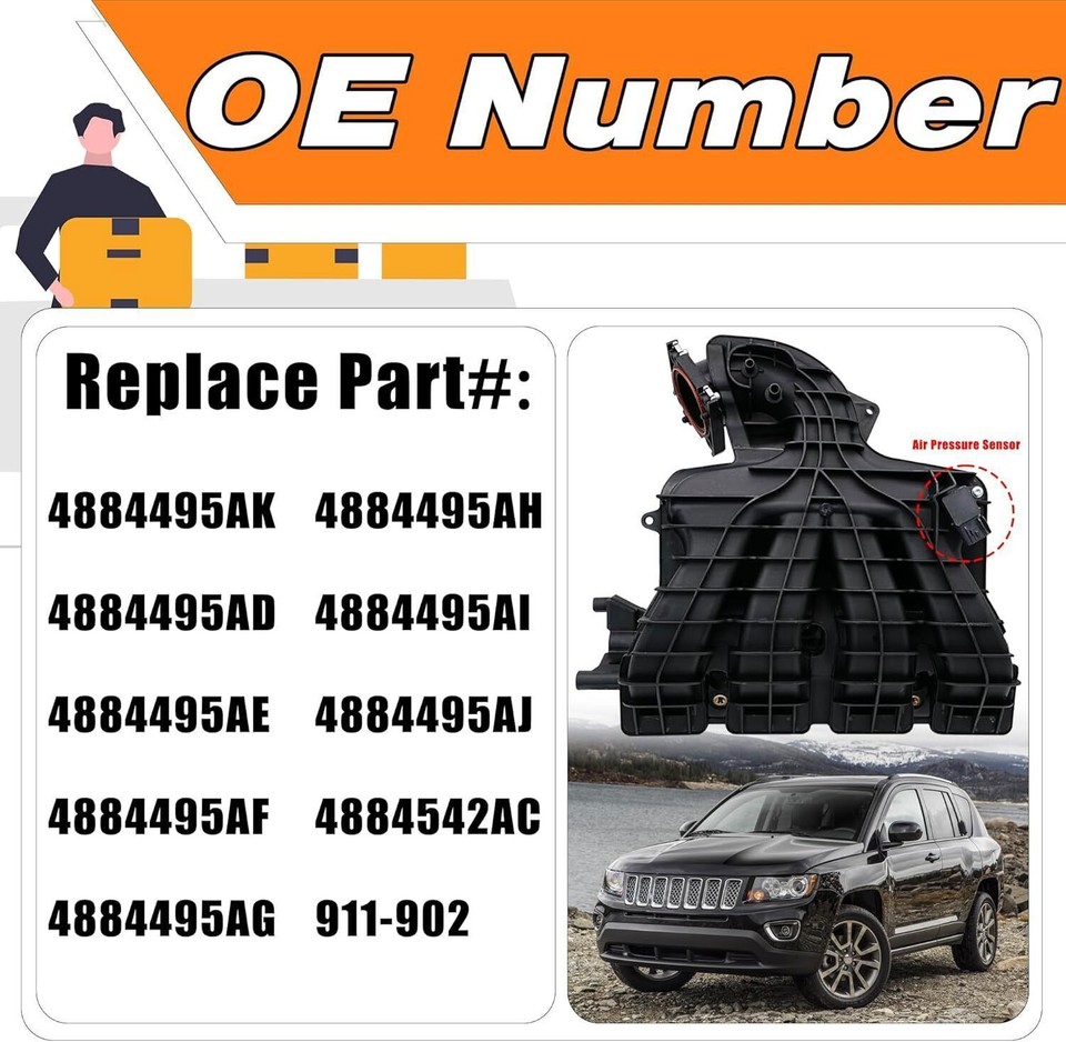 Intake Manifold w/ Runner Control Valve For 07-17 Jeep Patriot Compass ...