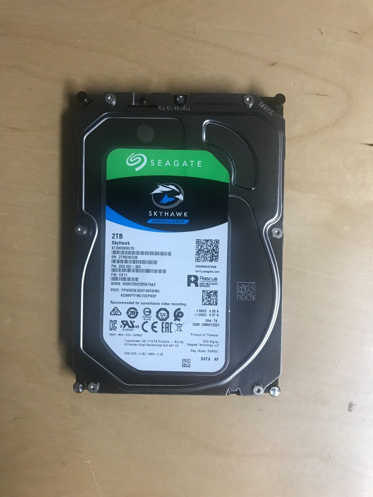 SEAGATE SKYHAWAK 2TB Internal HD ,3.5" (ST2000VX015) Tested 100 % ...