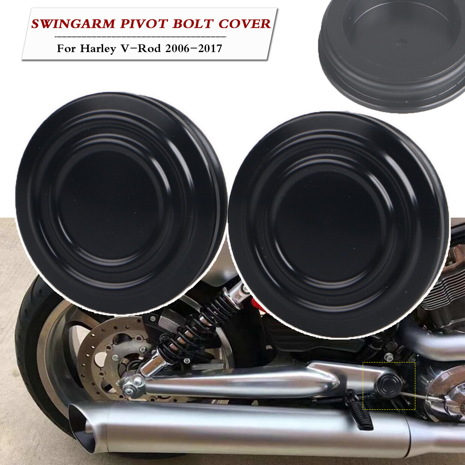 CNC Swingarm Pivot Bolt Covers Black For Harley V-Rod 06-17 VRSCX ...