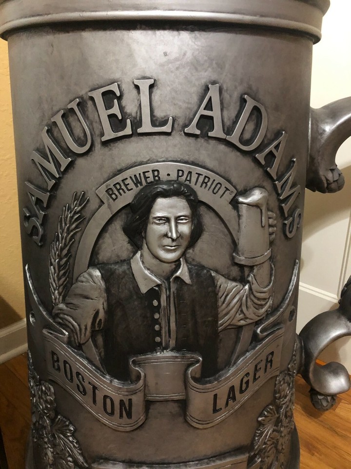 3 FT SAMUEL SAM ADAMS 30TH ANNIVERSARY BEER STEIN LARGE TANKARD PEWTER ...