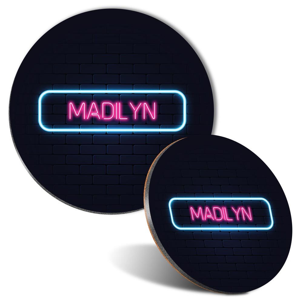 Mouse Mat & Coaster Set Neon Sign Design Madilyn Name #353280 | eBay