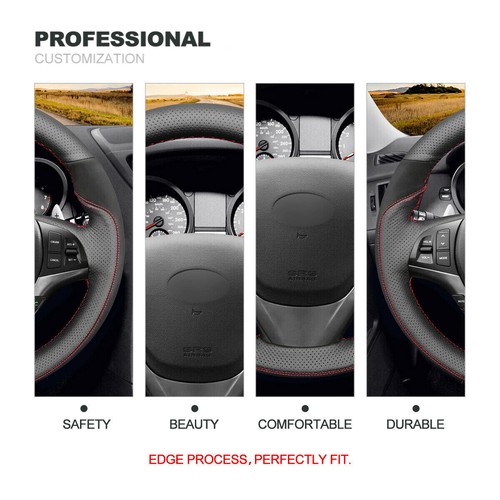 Soft Black Genuine Leather Steering Wheel Cover Wrap For Hyundai ...