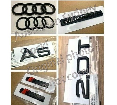 OEM Front + Rear Matte Black Badges Set for AUDI A5 2.0T Sline Hatch ...