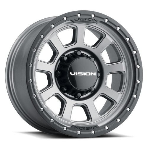 4 New 18x9 Vision 350 Ojos Satin Grey 8x165.1 8x6.5 ET-12 Wheels Rims ...