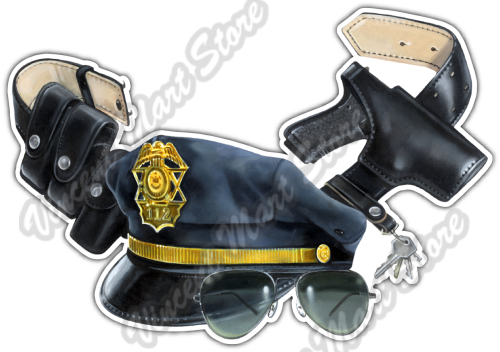 Police Equipment Officer Policeman Cop Car Bumper Vinyl Sticker Decal 5 ...
