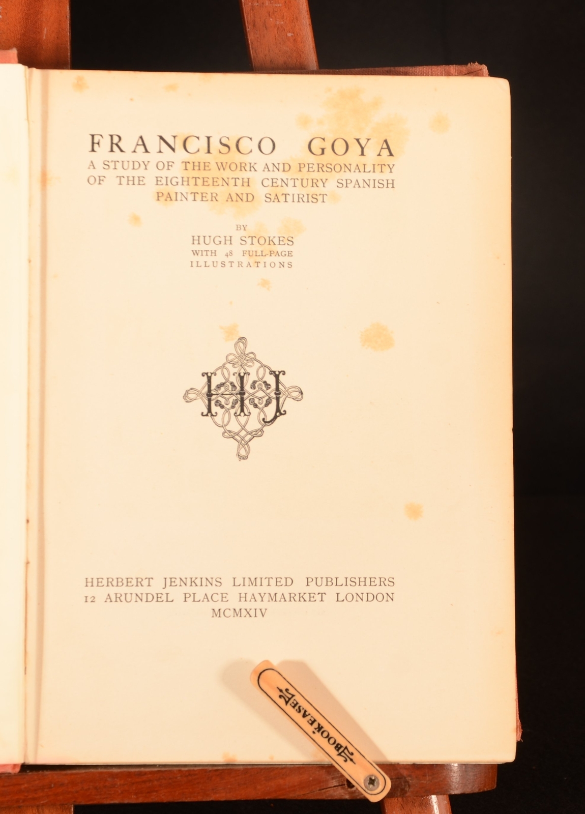 1914 Francisco Goya Hugh Stokes Signed Dedicated R. A. Walker Bookplate ...