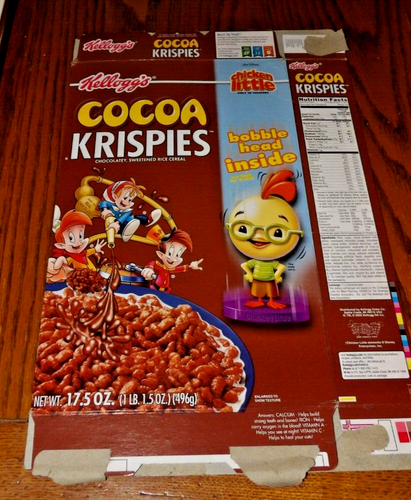 Kelloggs Cocoa Krispies Cereal-Chicken Little-Bobblehead-Empty Flat Box ...