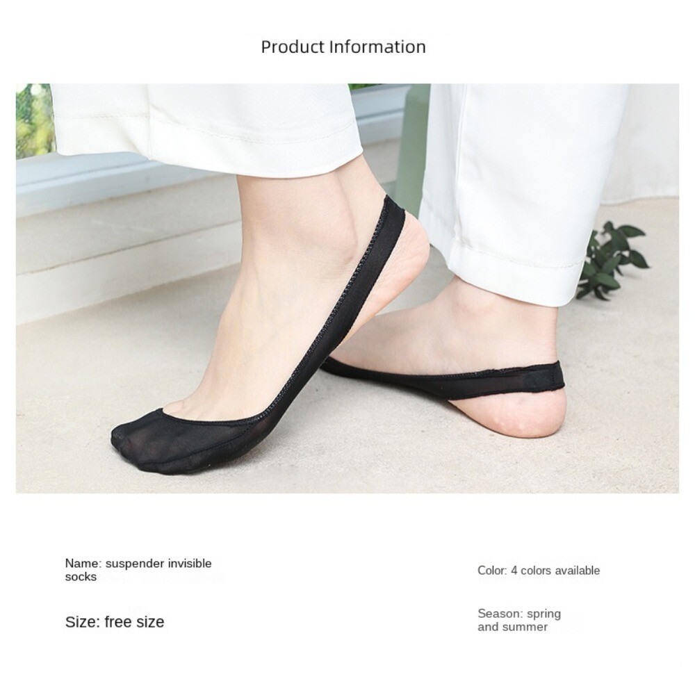 Black Nude White Women Half Socks Non Slip Slide Sandal Socks Boat ...