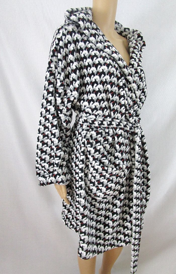 Vera Bradley Plush Scotty Dog Hooded Robe Black White… - Gem