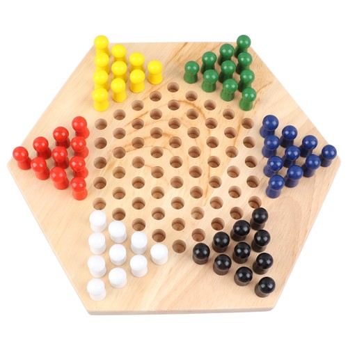 Chinese Checkers Set With Multiple Chess Pieces Wooden Board ...