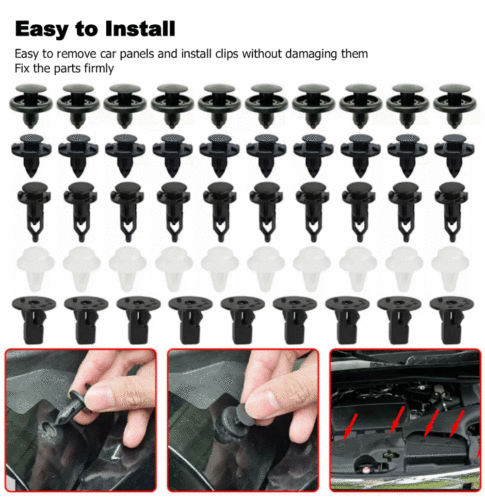 100 Car Clips Bumper Rivets Fastener Kit Fender Push Pin Auto Body Hole ...