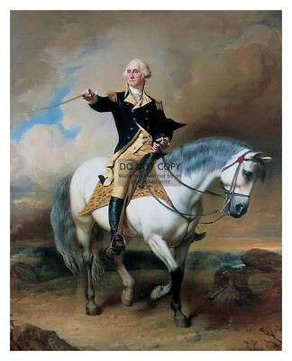 PRESIDENT GEORGE WASHINGTON RIDING HORSE WITH SWORD PAINTING 8X10 PHOTO ...