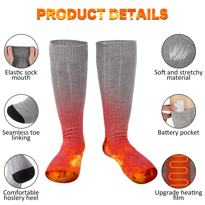 5V Electric Heated Socks w/ Rechargeable Battery Foot Winter Warm ...